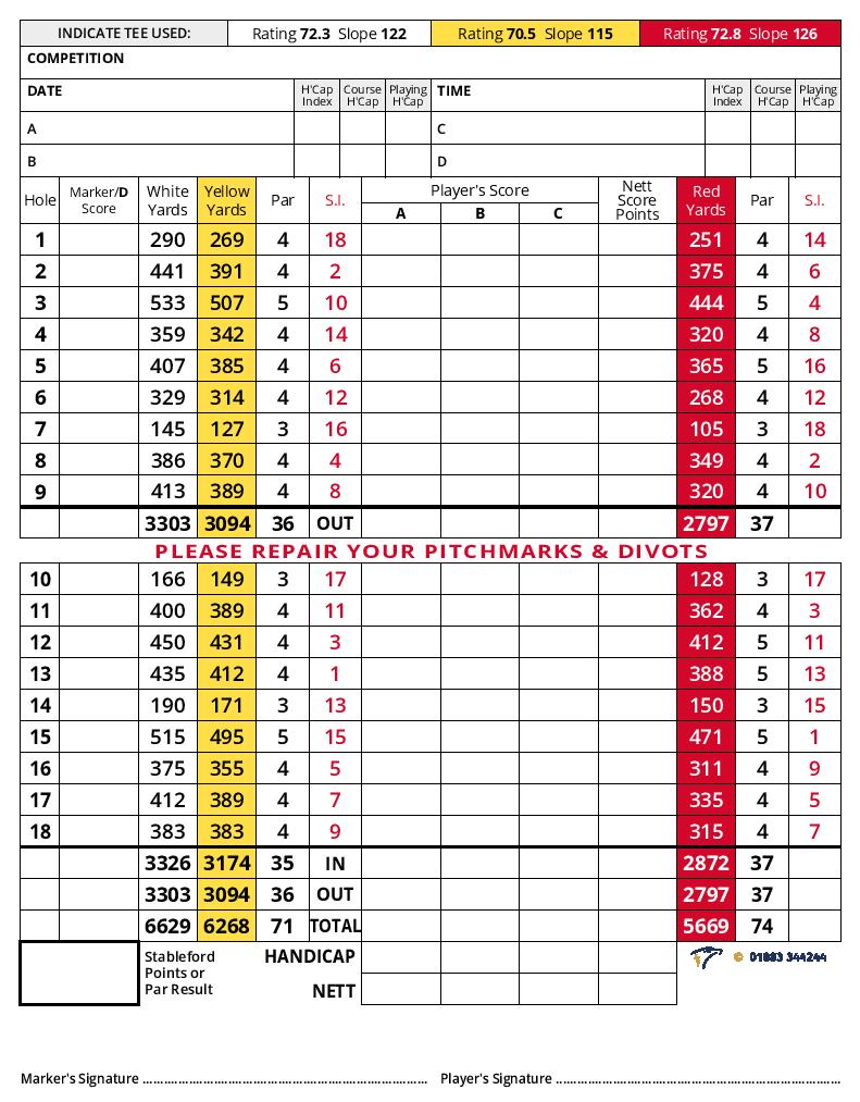 Scorecard - Lydd Golf Club